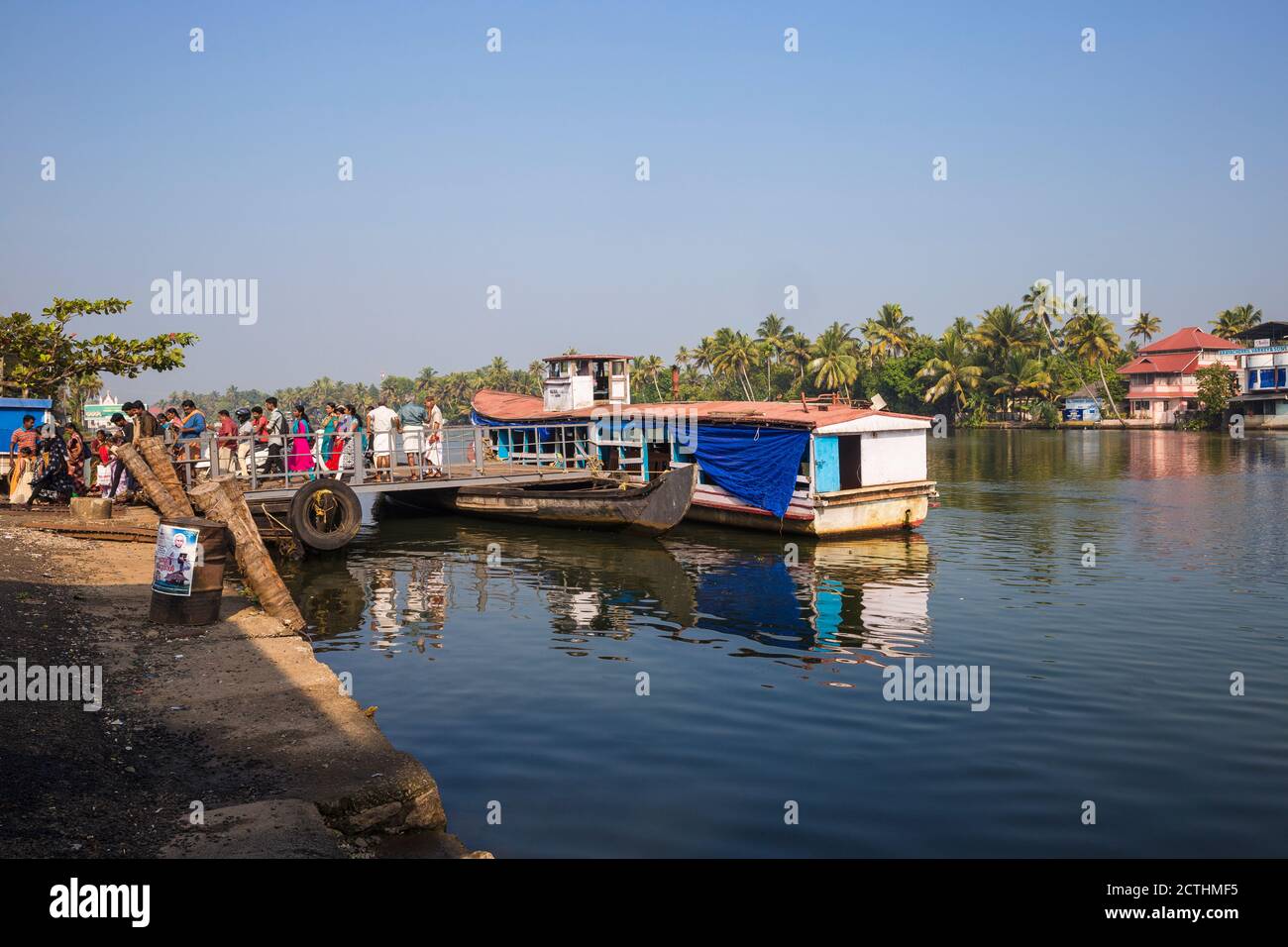 India, Kerala, Alappuzha (Alleppey), Backwaters, Pullinkunnu, Ferry ...