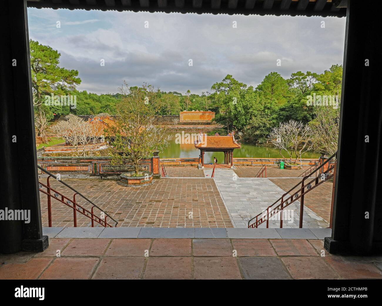 Xung Khiem Pavilion and lotus pool, Luu Khiem Lake, at tomb of Emperor ...