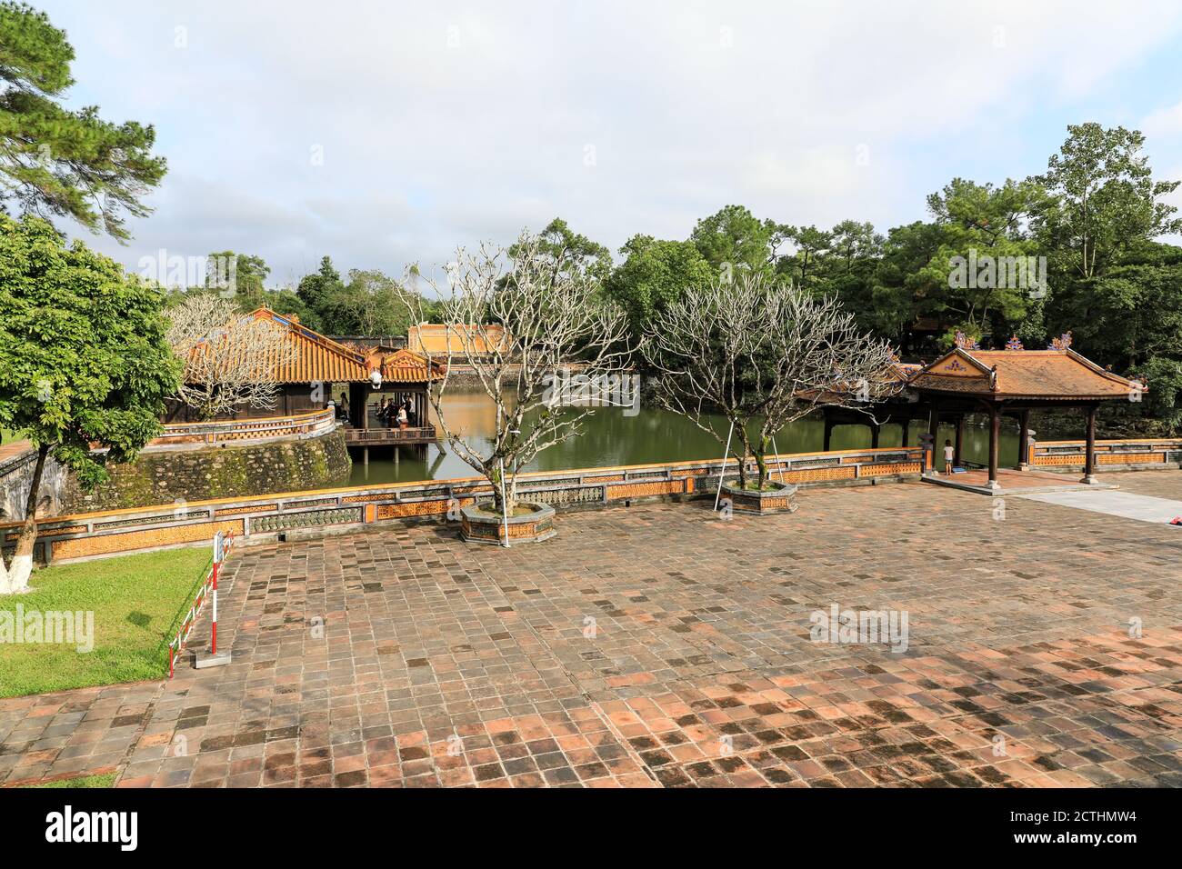 Xung Khiem Pavilion and lotus pool, Luu Khiem Lake, at tomb of Emperor ...