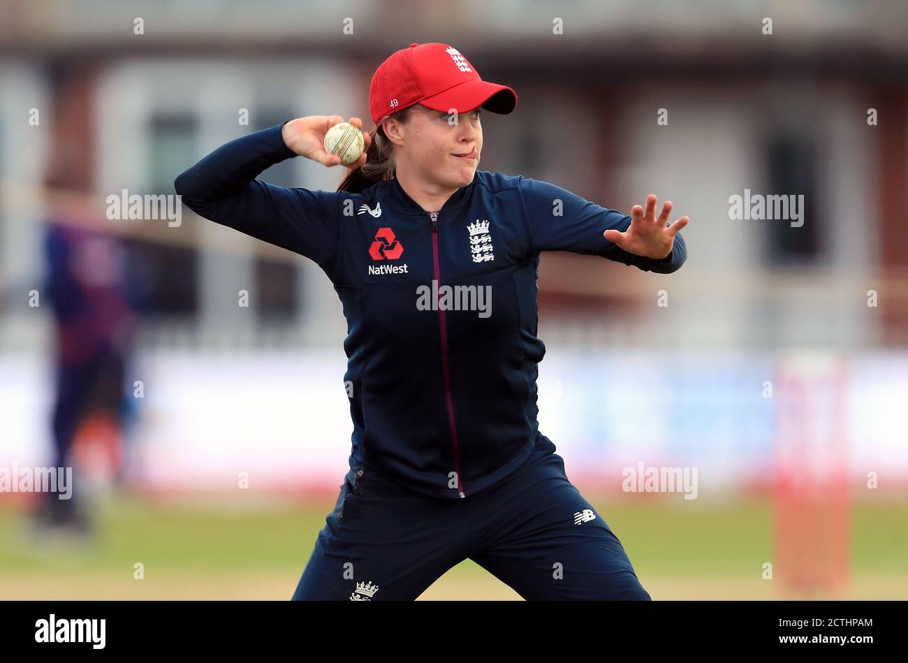 England's Mady Villiers warms up before the second Vitality IT20 match ...