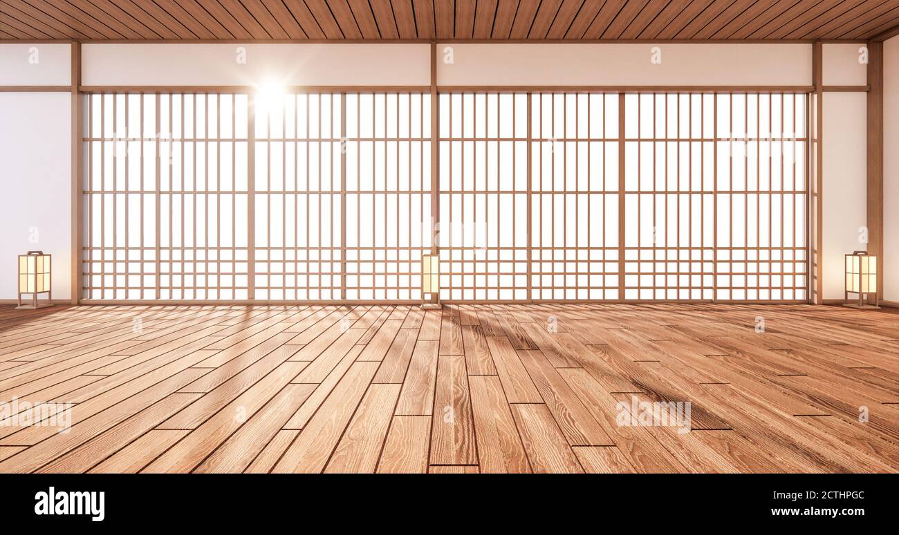 The interior design white modern living room asia style. 3d ...