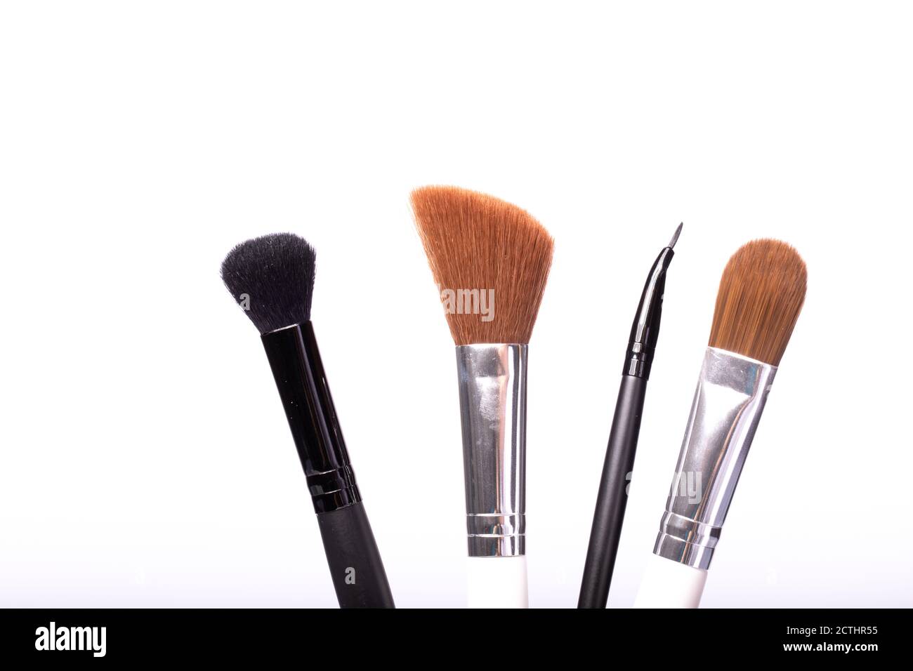 Close up makeup brush set isolated on white background. Beauty, face ...