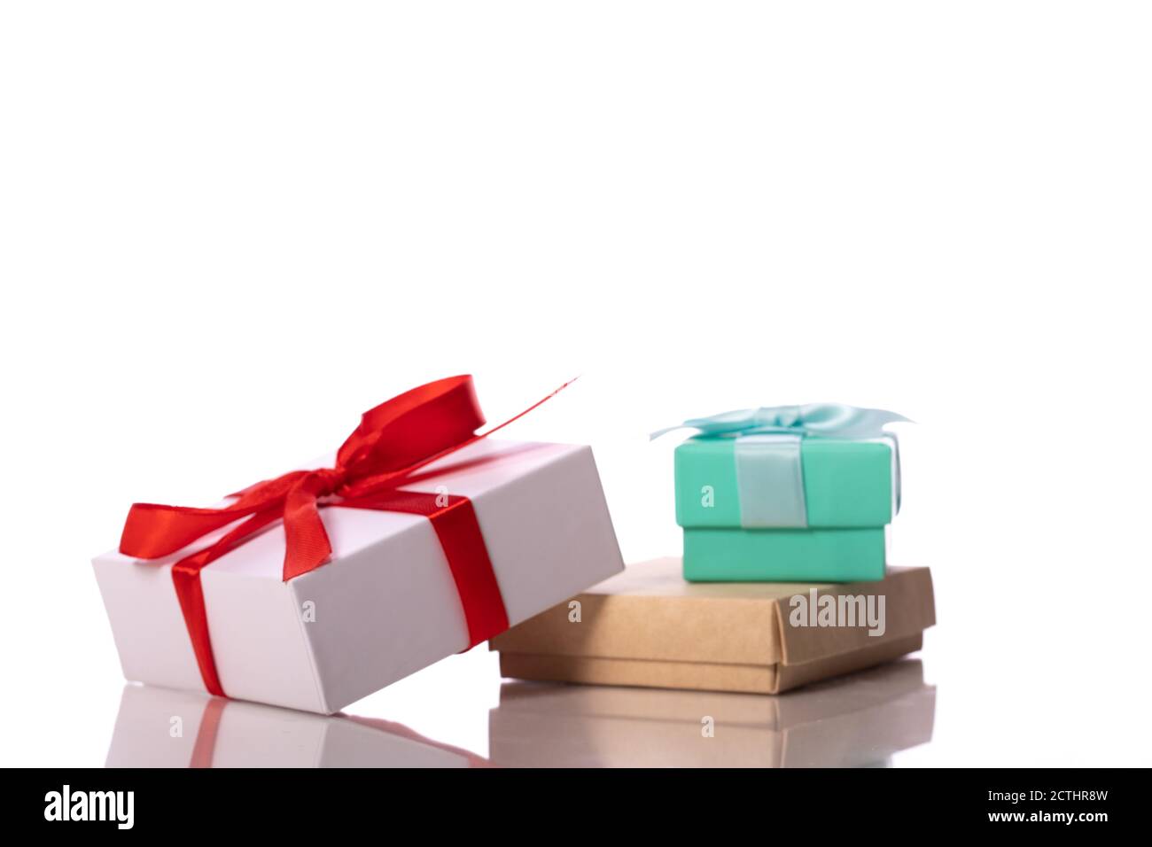 Decorative gift boxes isolated on white background. Presents, surprises ...