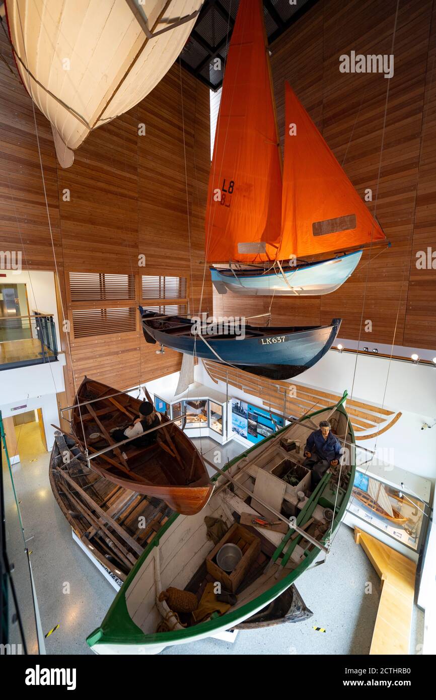 Display of typical local boats in Shetland Museum in Lerwick, Shetland ...