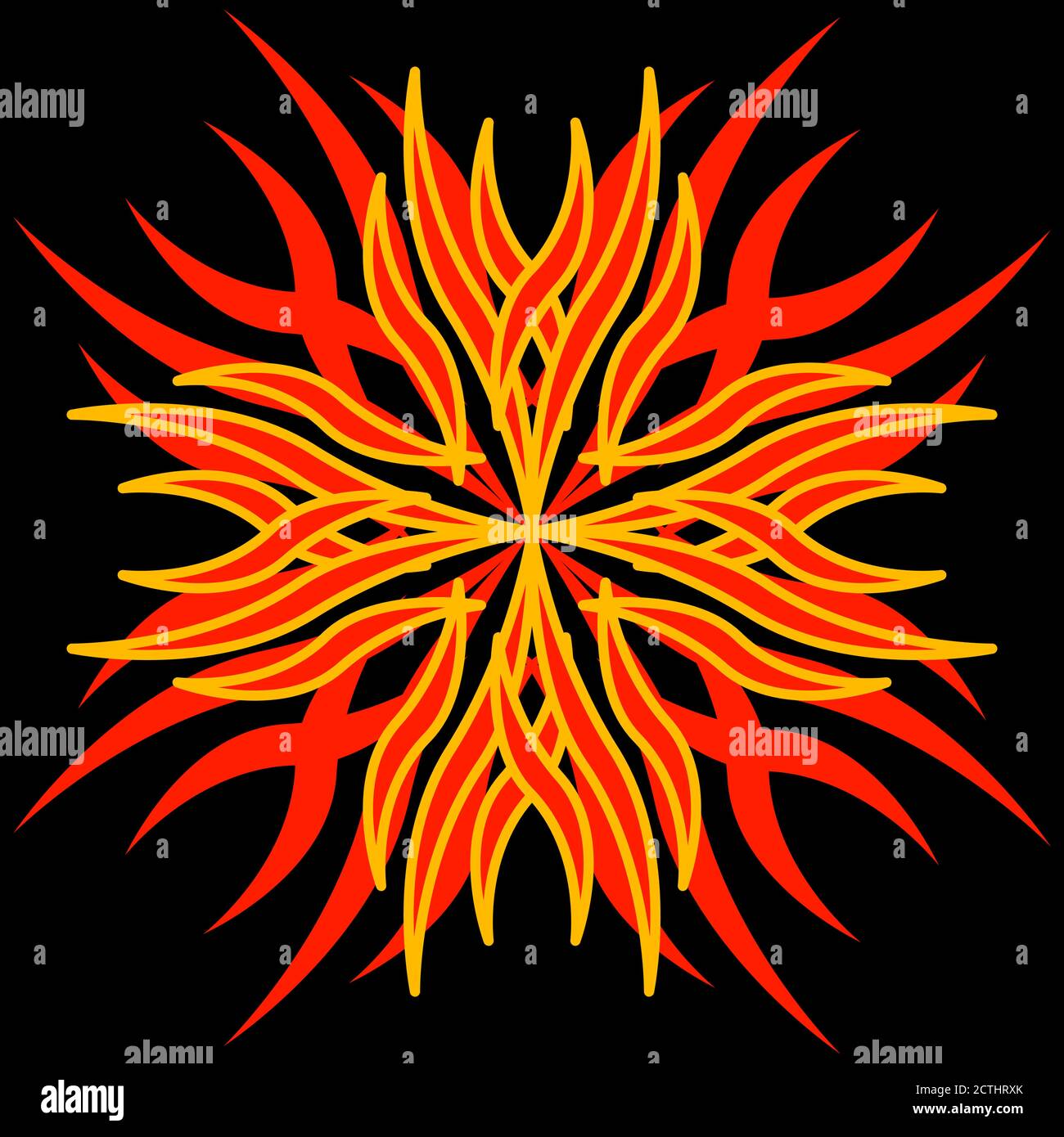 Abstract fiery flower on a black background vector image Stock Vector ...