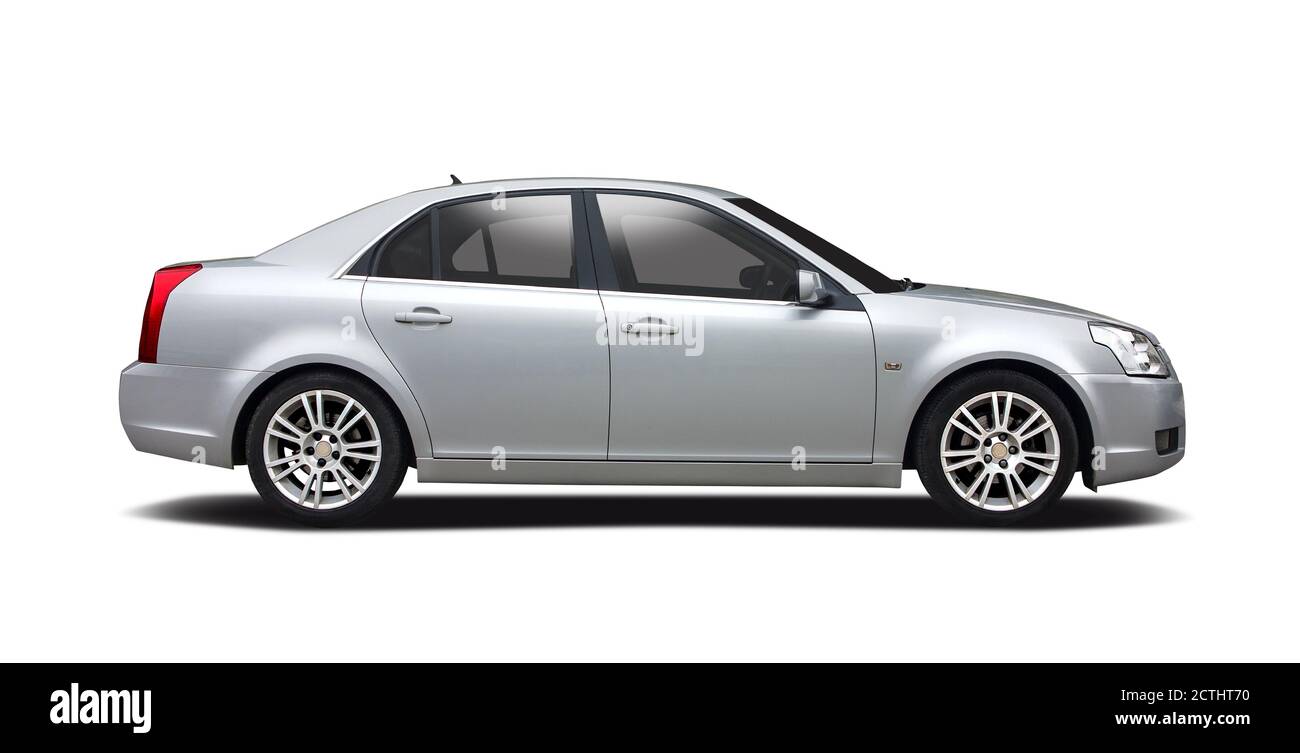 American sedan family car side view isolated on white Stock Photo - Alamy