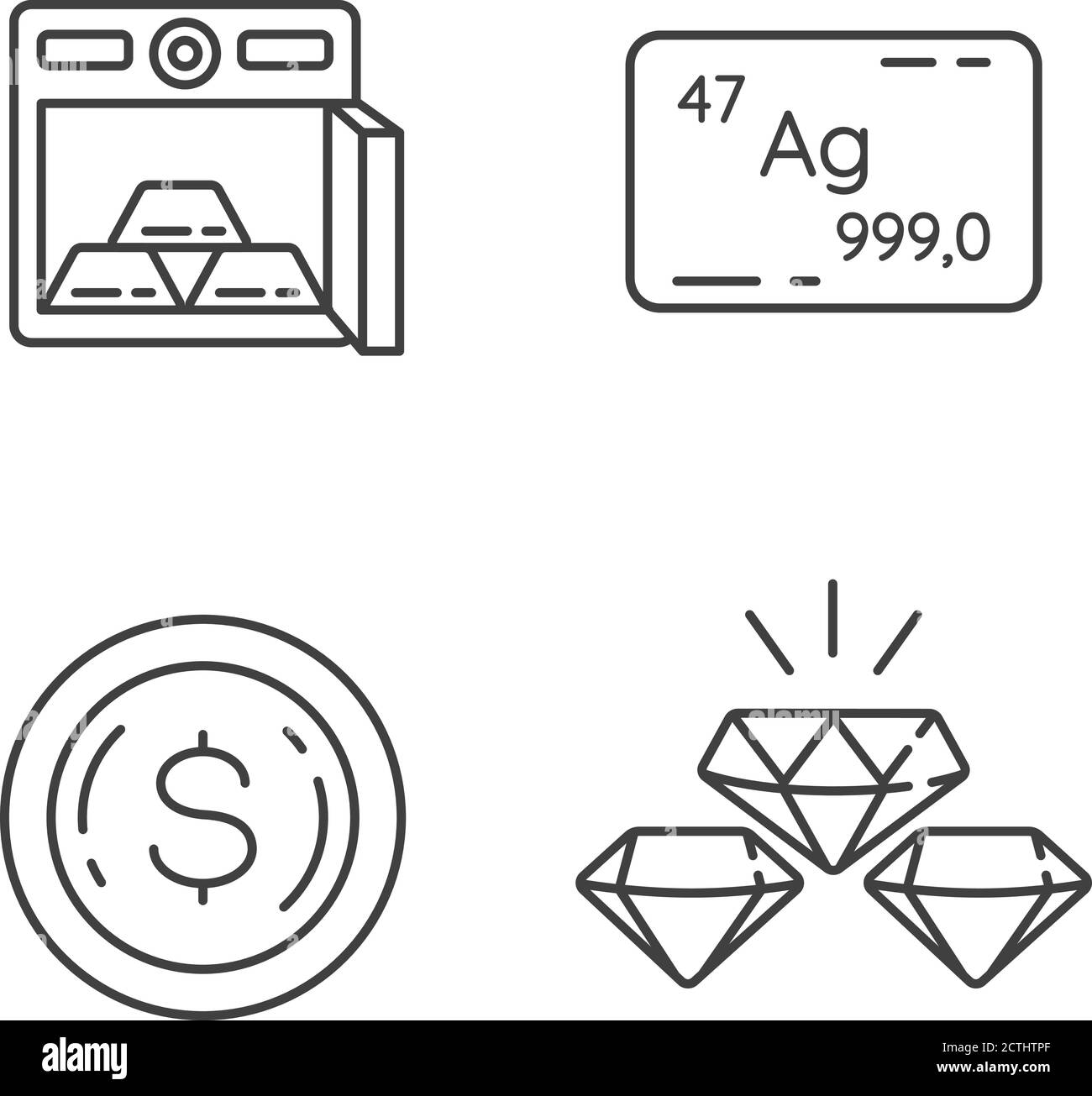 Precious metals gems linear icons set Stock Vector Image & Art - Alamy