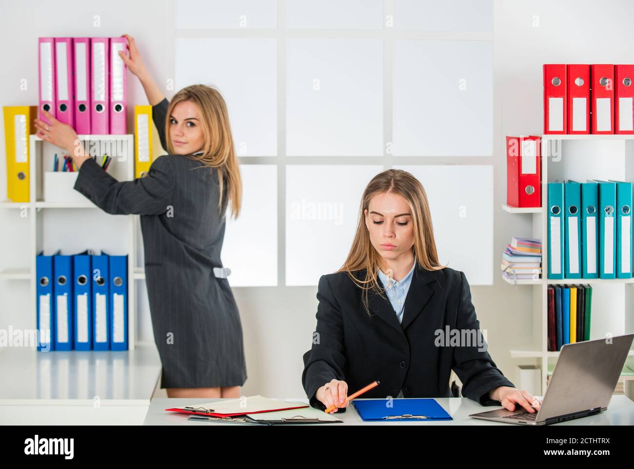 Full concentration at work. hard working day. good business partners ...