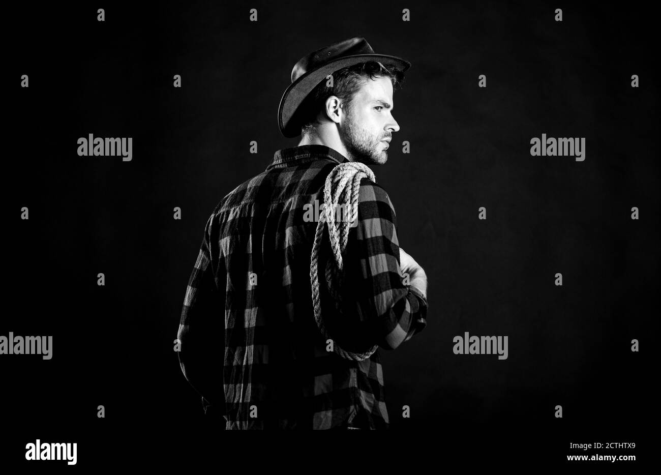 countryside. Vintage style man. Wild West retro cowboy. cowboy with ...