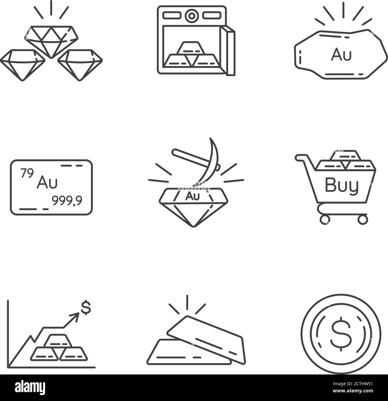 Precious metals linear icons set Stock Vector Image & Art - Alamy