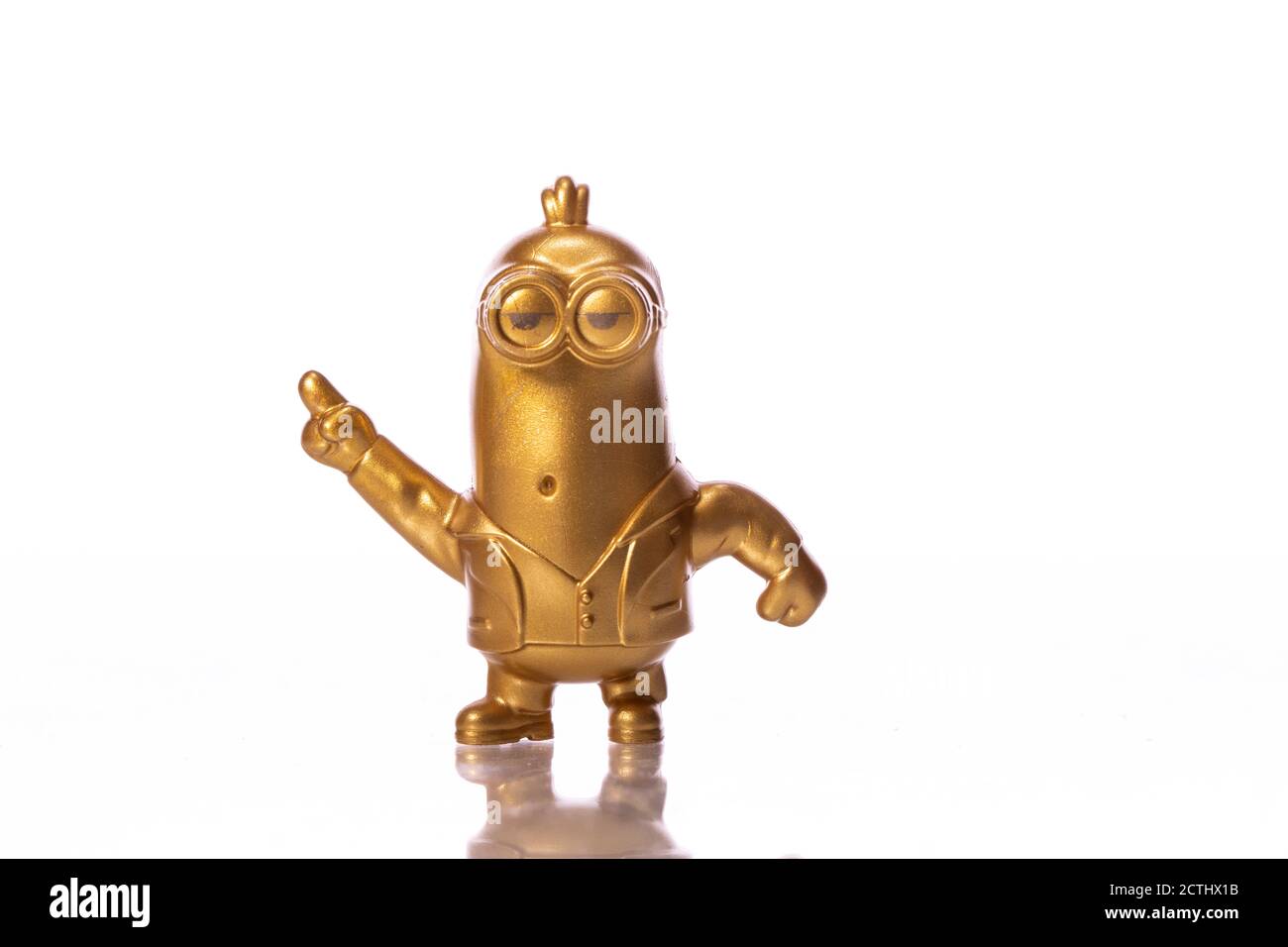 Los Angeles, USA - August 17, 2020: Golden dancing minions toy, white ...