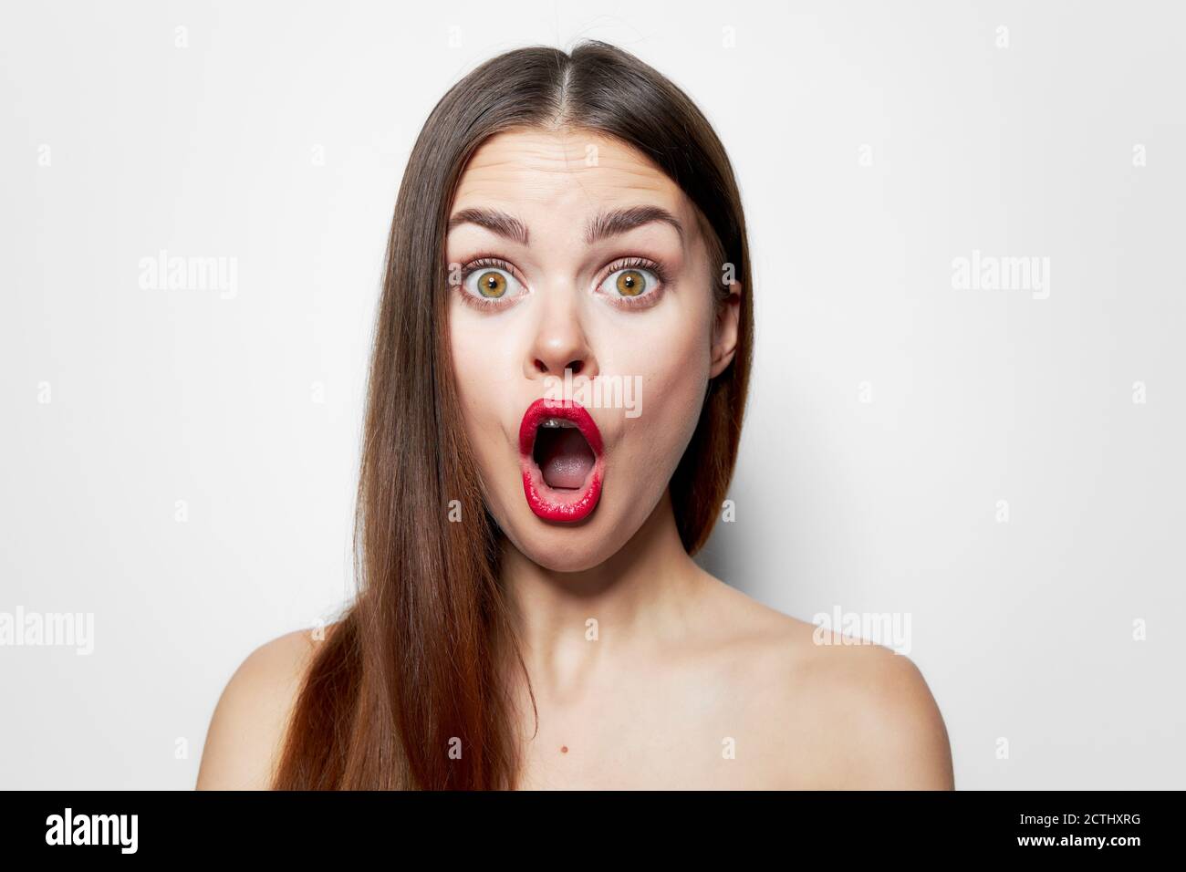 Female wide open eye long hi-res stock photography and images - Alamy