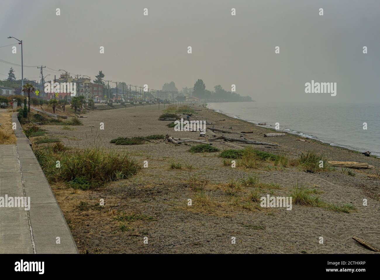 Smoke from wildfires blankets Alki Beach in West Seatt;e.Washington ...