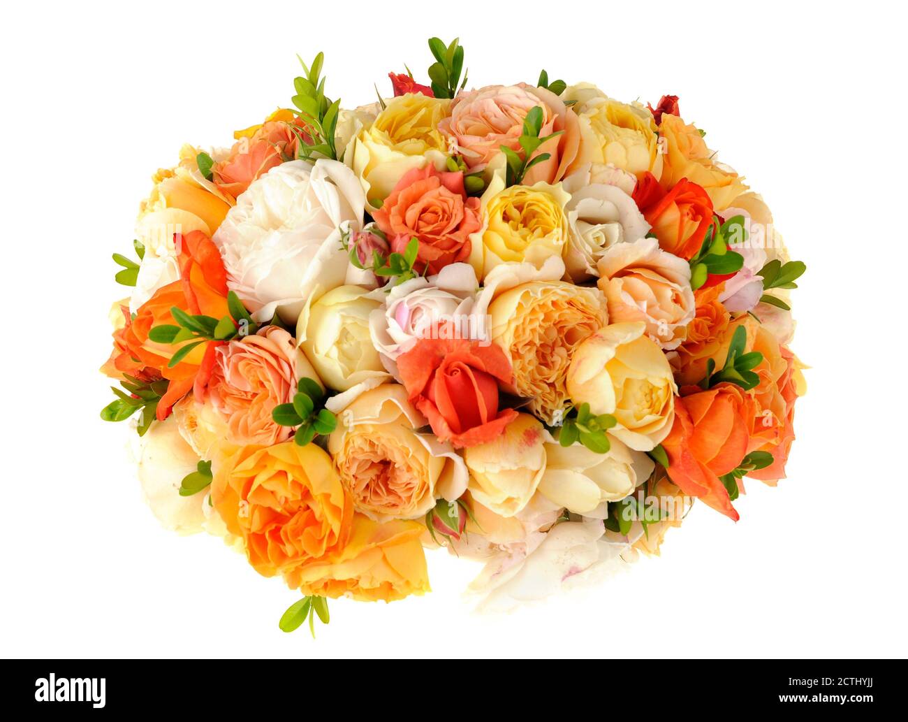 Beautiful ornamental bouquet of multicolored roses isolated on white ...