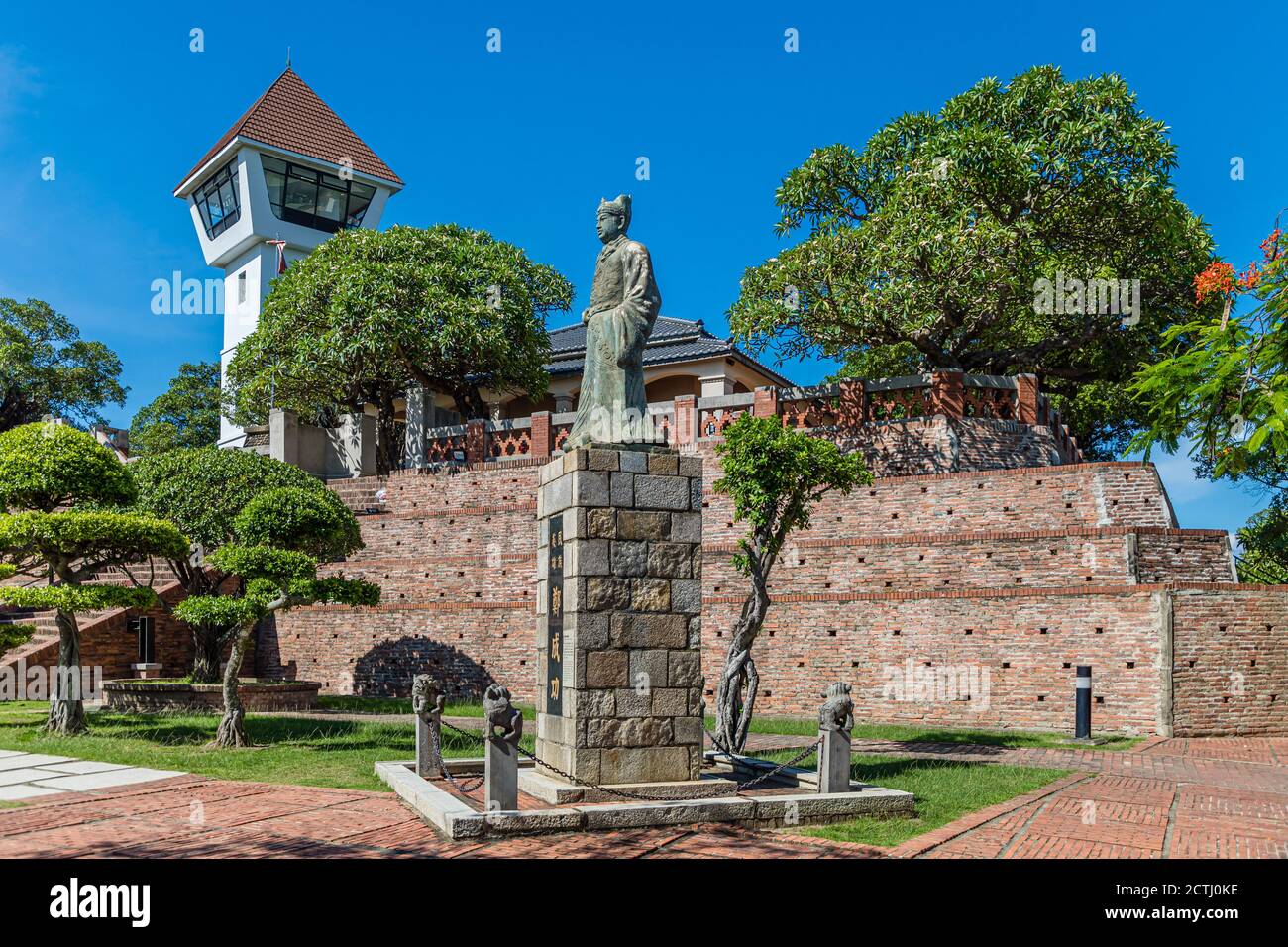 Statue of military leader Koxinga in the former Dutch fortification ...