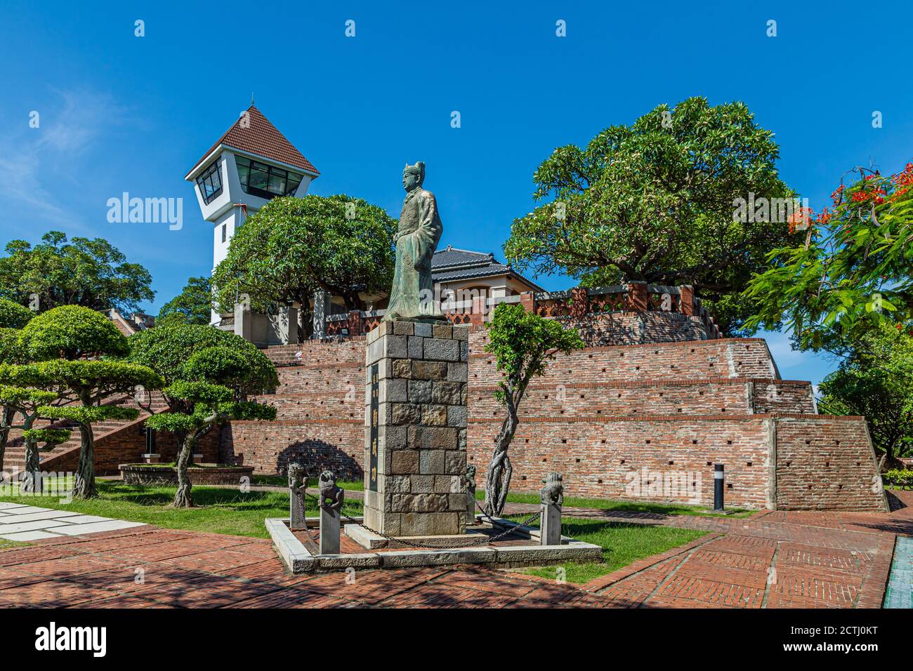 Statue of military leader Koxinga in the former Dutch fortification ...