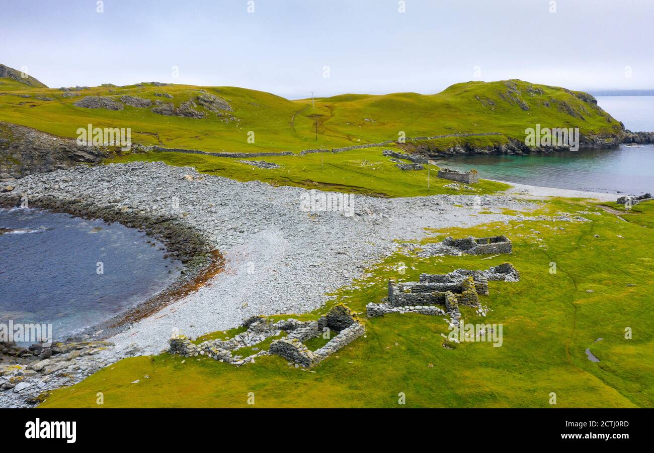 Ruined cottages and crofts at Fethaland former fishing settlement at ...