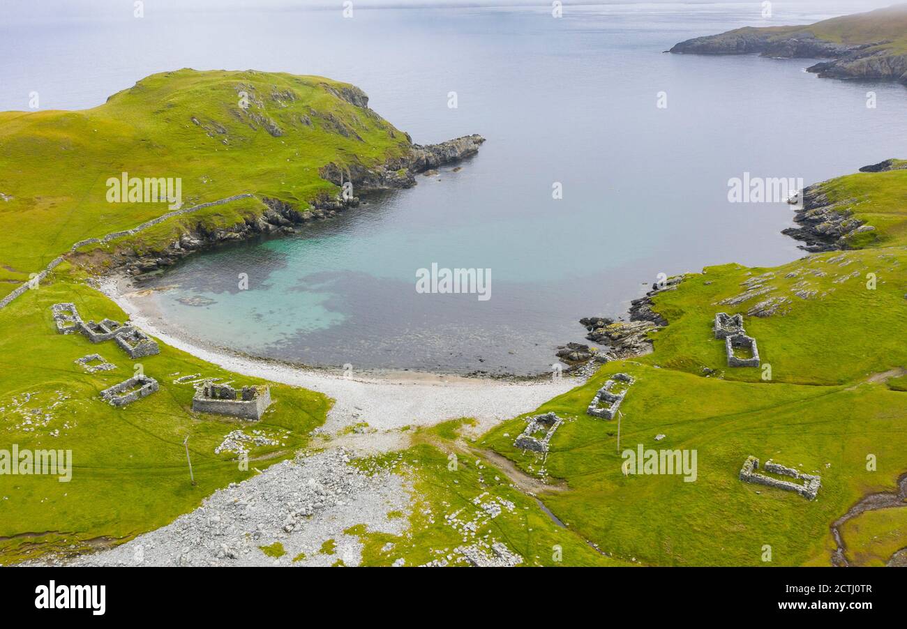Ruined cottages and crofts at Fethaland former fishing settlement at ...