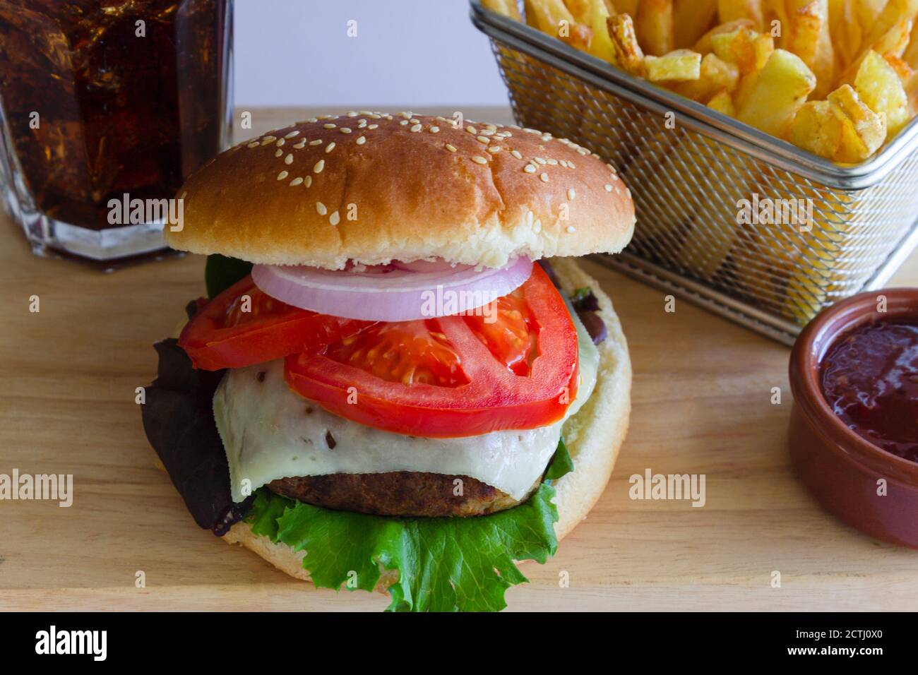 Chicken burger cola fries hi-res stock photography and images - Alamy