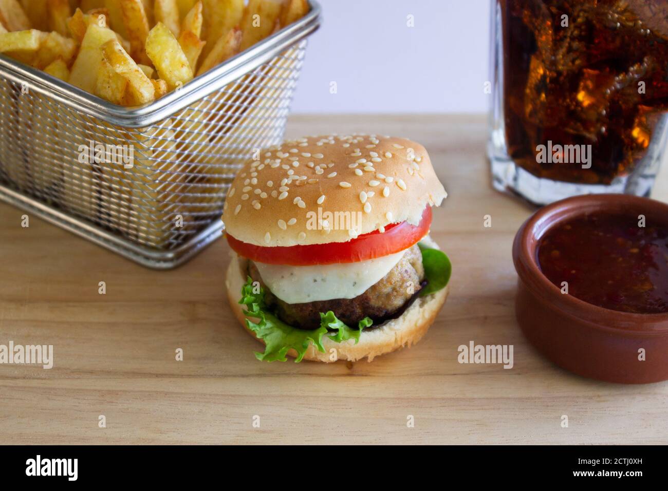Chicken burger cola fries hi-res stock photography and images - Alamy