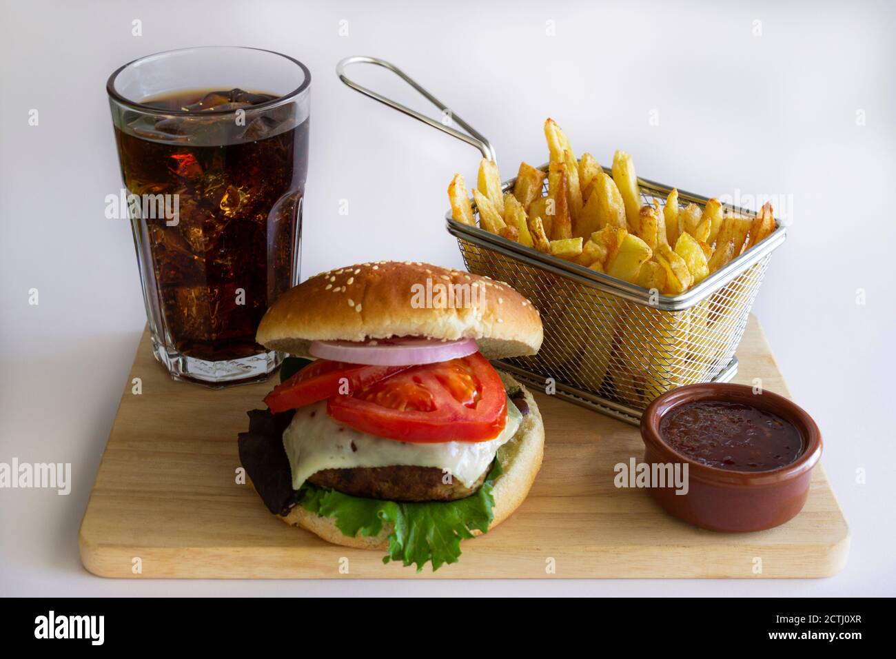 Chicken burger cola fries hi-res stock photography and images - Alamy