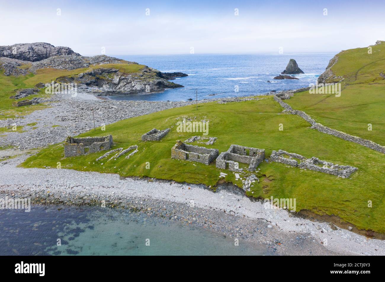 Ruined cottages and crofts at Fethaland former fishing settlement at ...