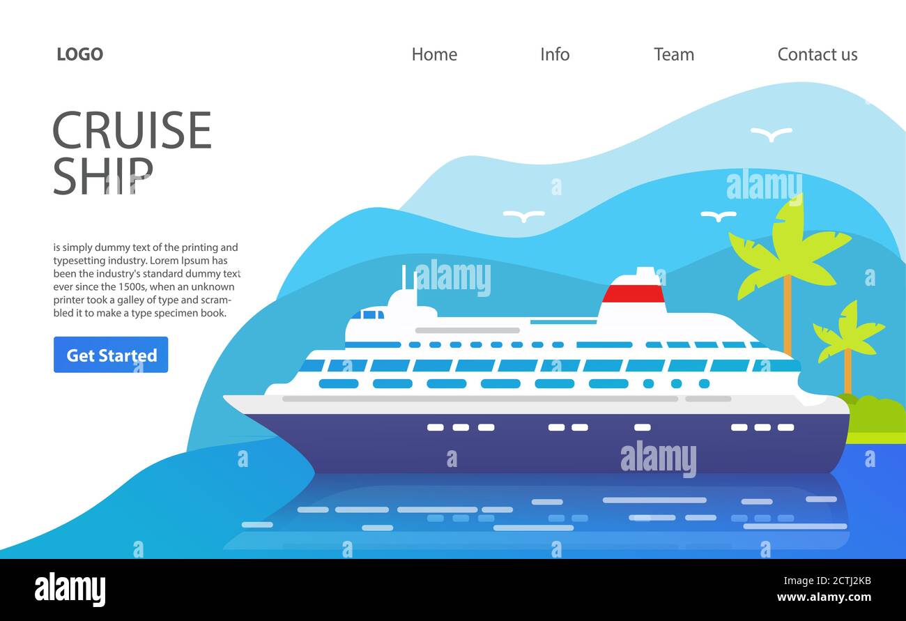 Cruise ship. Landing page template. Web page.Website template Stock ...