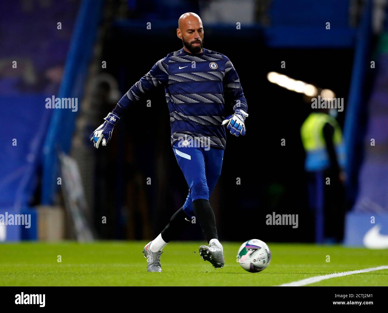 Chelsea goalkeeper Willy Caballero warming up before the Carabao Cup ...