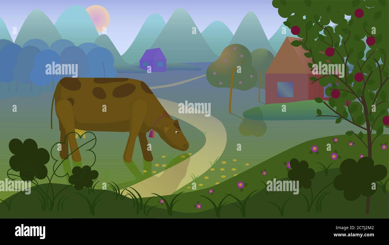 Country cows milk in Stock Vector Images - Alamy