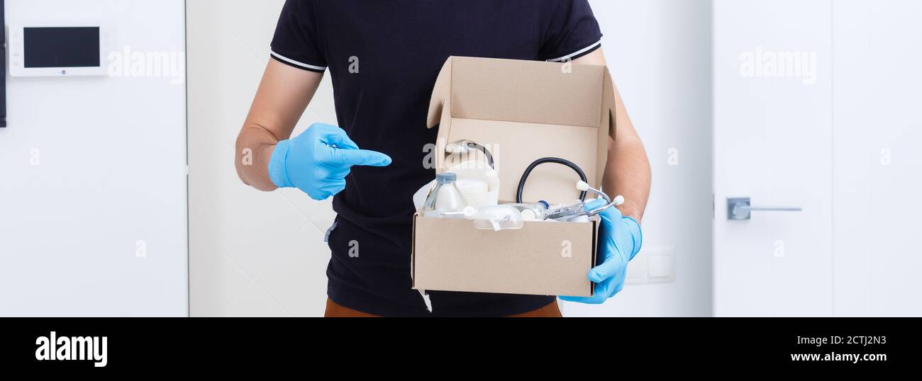 Mail order medication containers with shipping boxes Stock Photo - Alamy