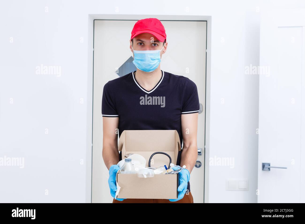 Professional service. drug delivery man, delivery service Stock Photo ...
