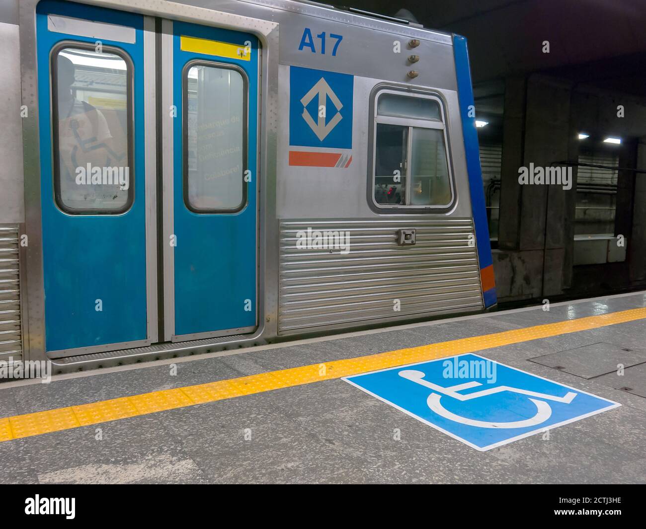 International symbol of access in brazilian subway station Stock Photo ...