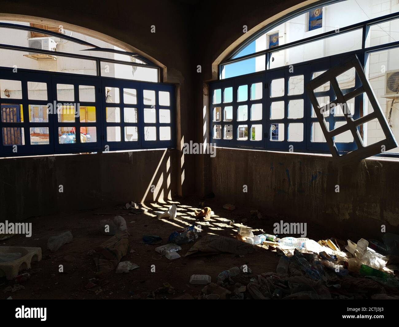 Windows in one of the old houses in Cairo in Egypt, arches and old ...
