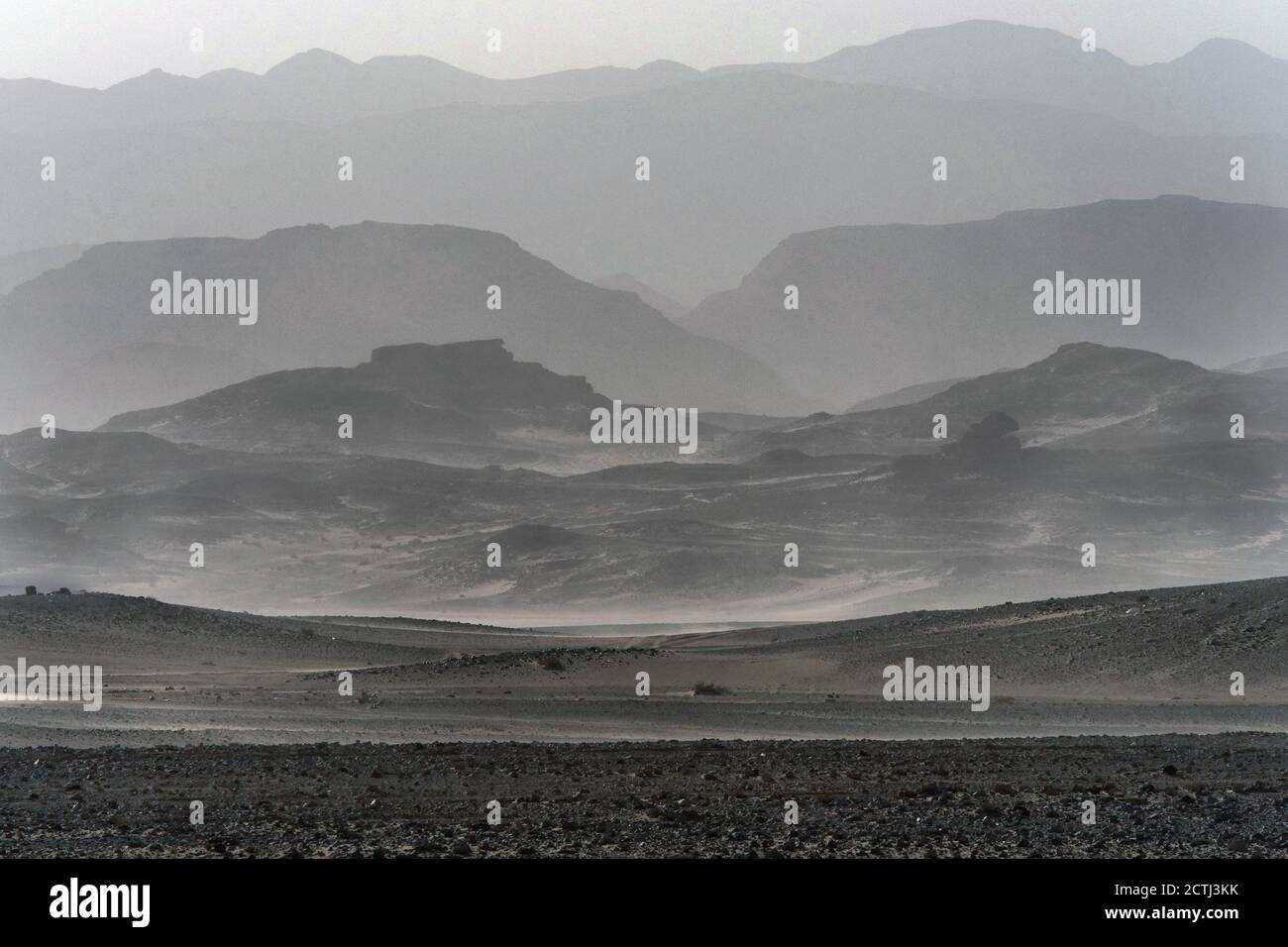 Dust storm in the mountains of the Sinai desert, Northern Egypt Stock ...
