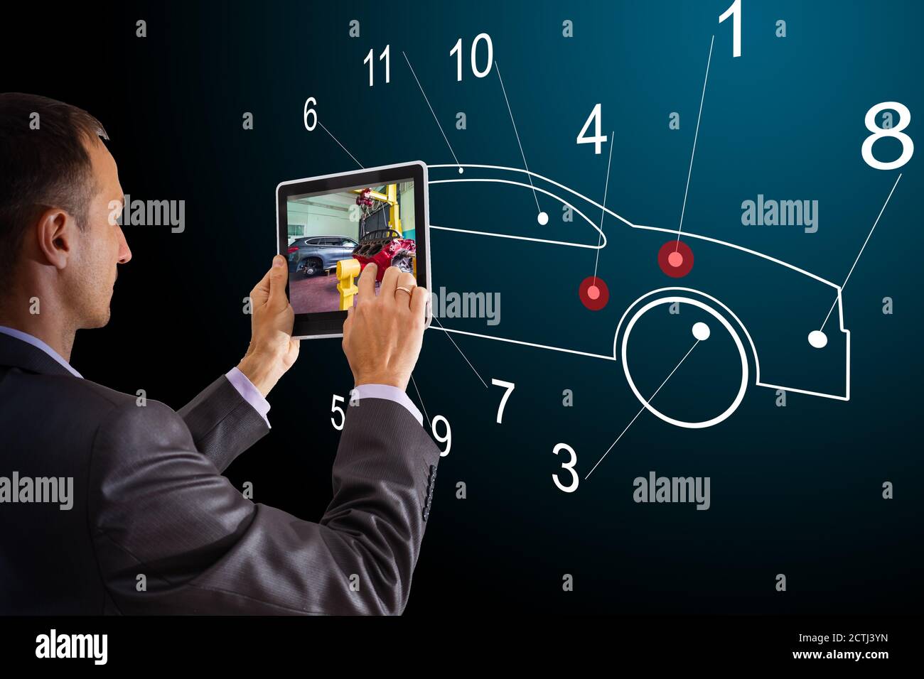 digital car technology smart in virtual room Worker using virtual ...