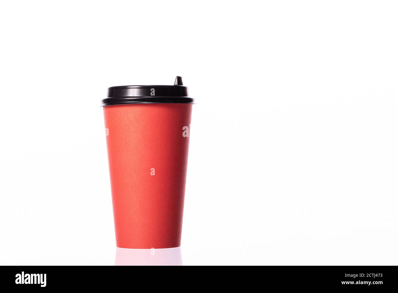 Disposable red blank paper coffee cup isolated on white background. Hot ...