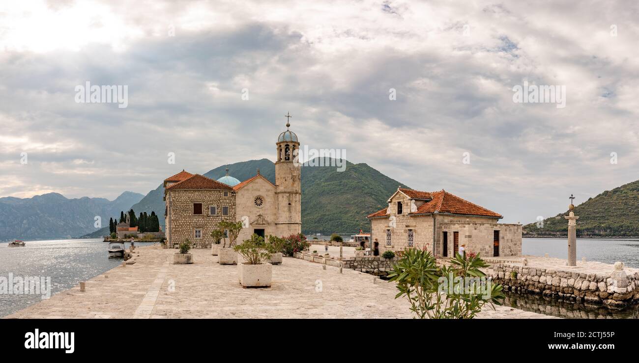Beautiful panorama of Our Lady of the Rocks (Gospa od Skrpjela) island ...