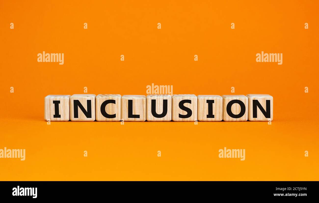 Symbol for a better inclusion. Wooden cubes with word 'inclusion ...
