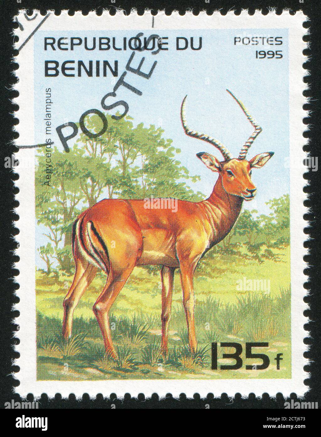 BENIN CIRCA 1995: stamp printed by Benin, shows Aepyceros Melampus ...