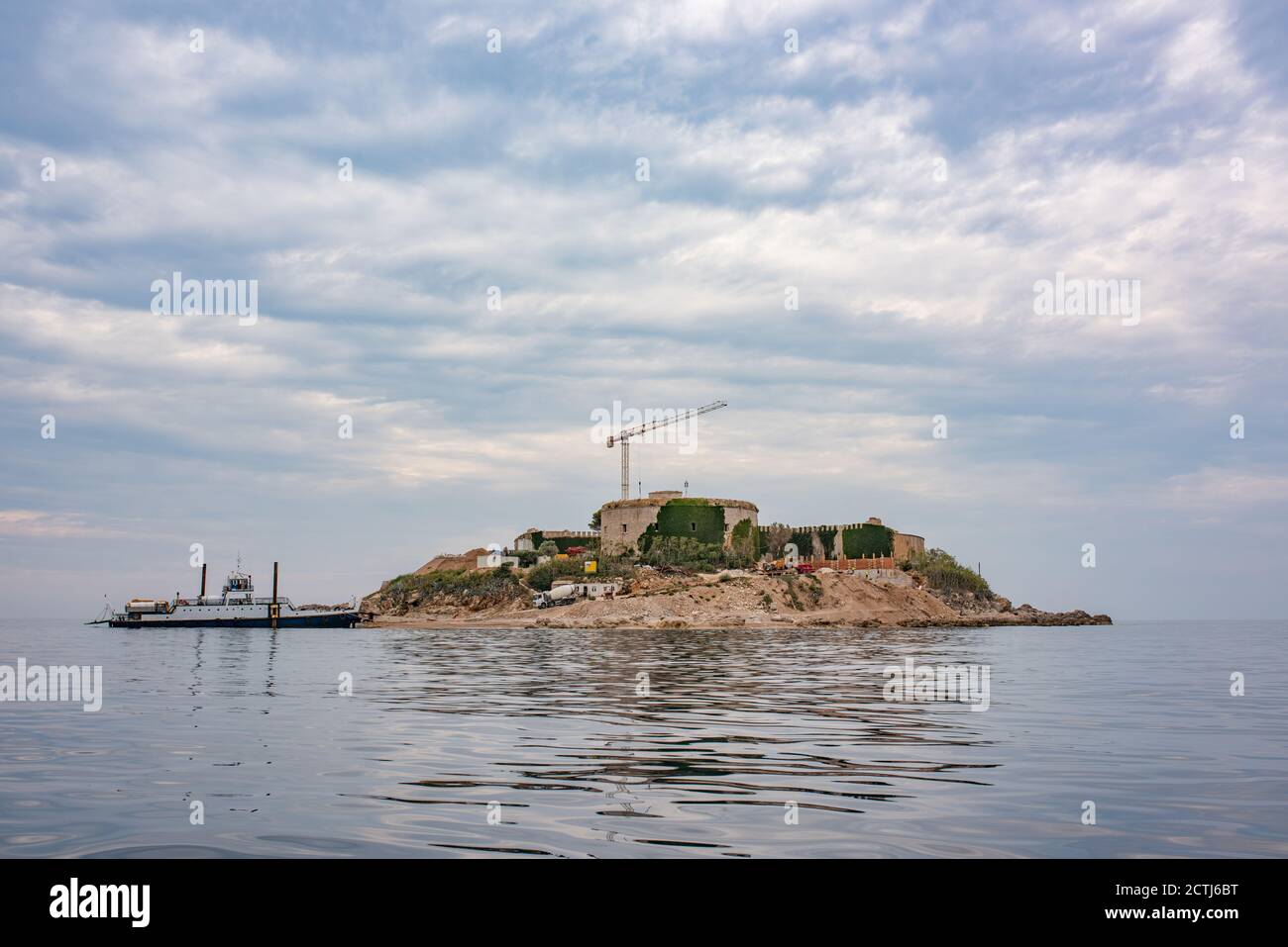 Mamula island fort in Adriatic sea entrance to the Bay of Kotor. During ...