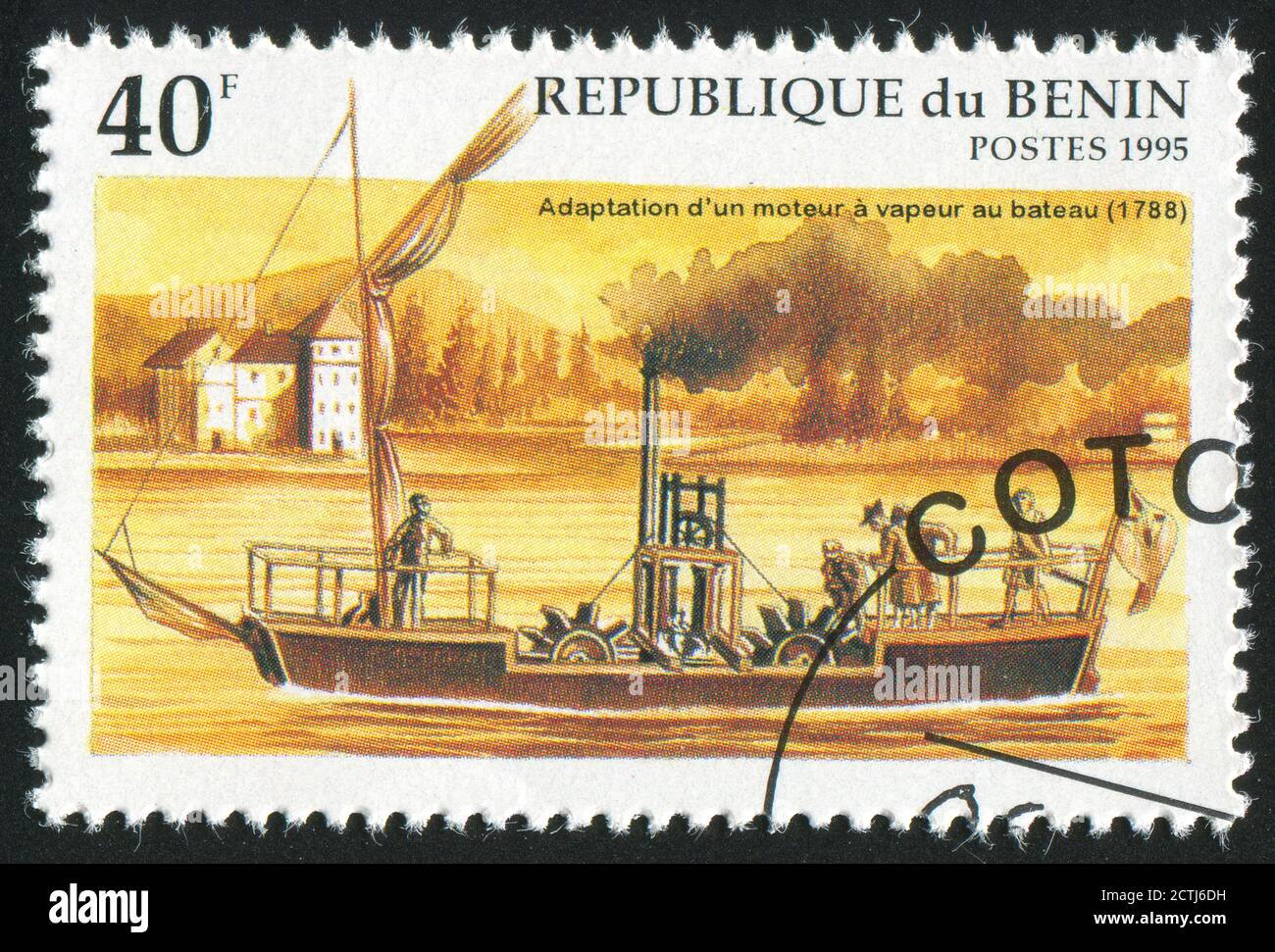 BENIN - CIRCA 1995: stamp printed by Benin, shows steamship, circa 1995 ...