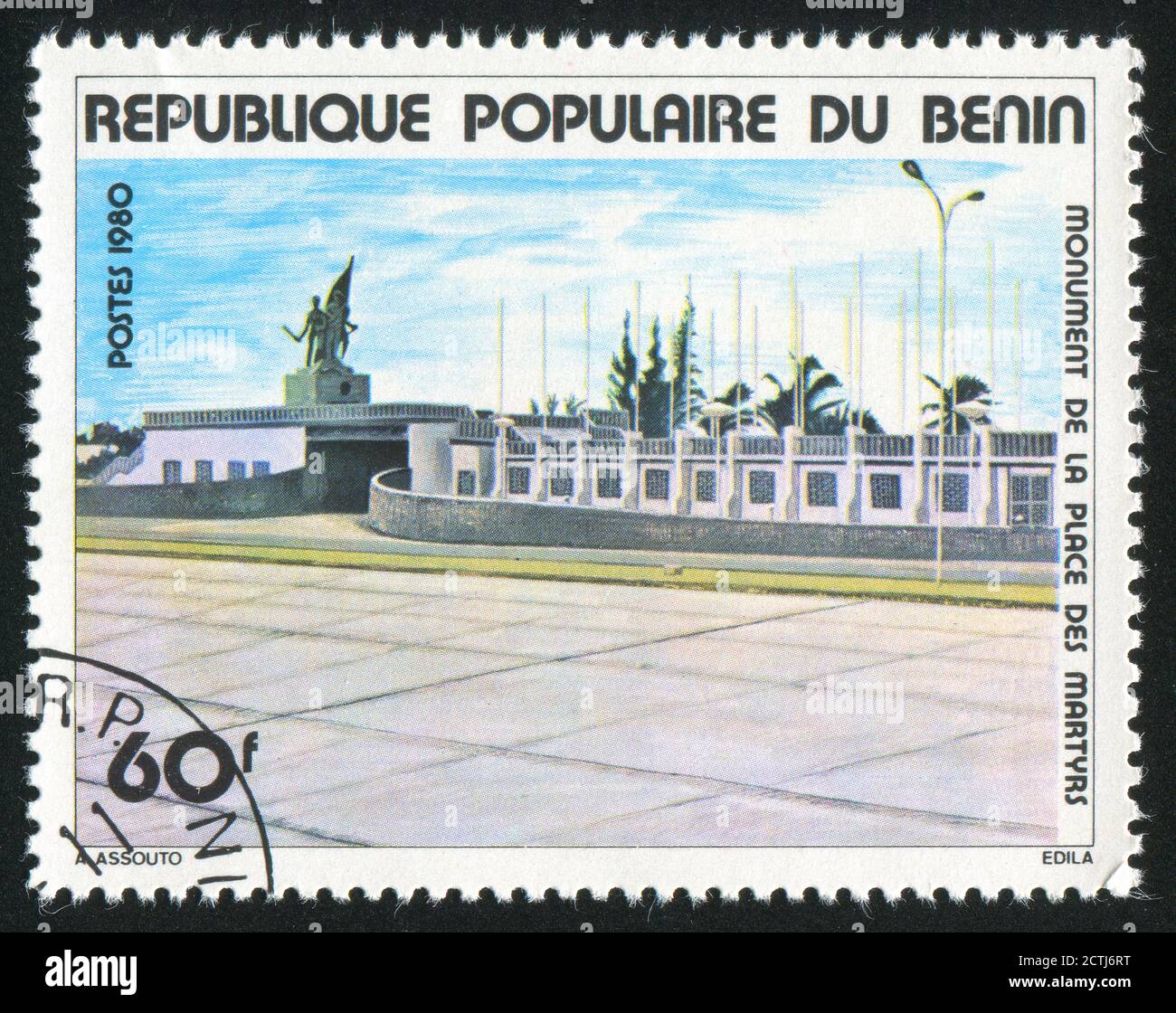 BENIN CIRCA 1980: stamp printed by Benin, shows Monument, Martyrs ...