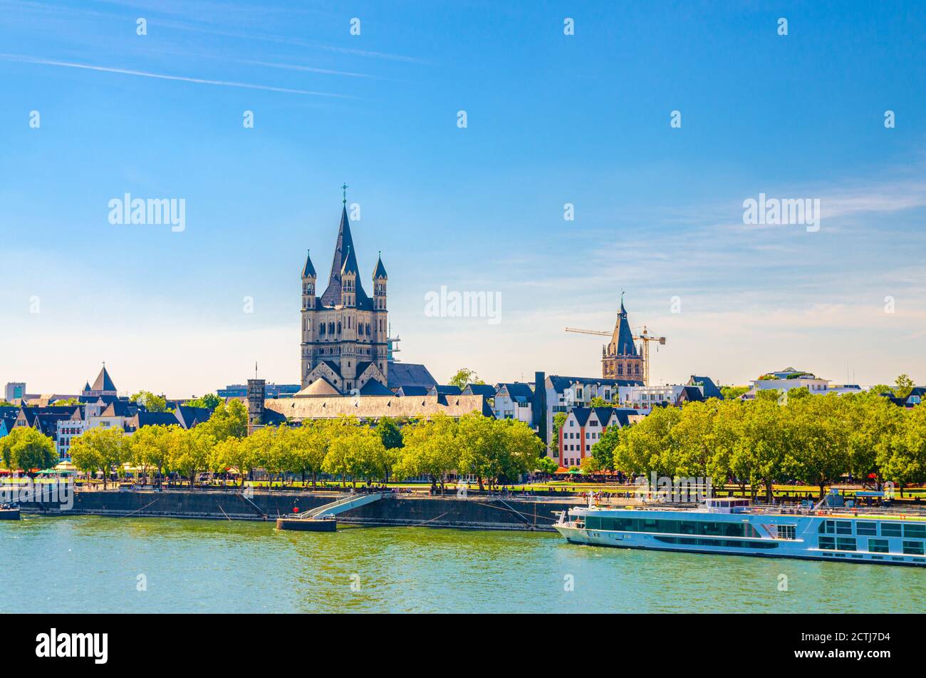 Cologne cityscape of historical city centre with Great Saint Martin ...