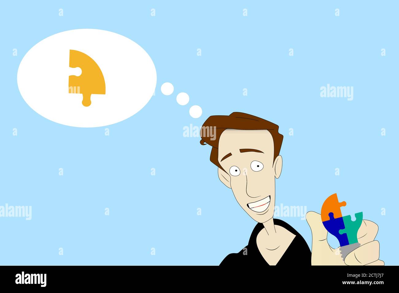 Man thinking about the missing piece in the puzzle Stock Vector Image ...