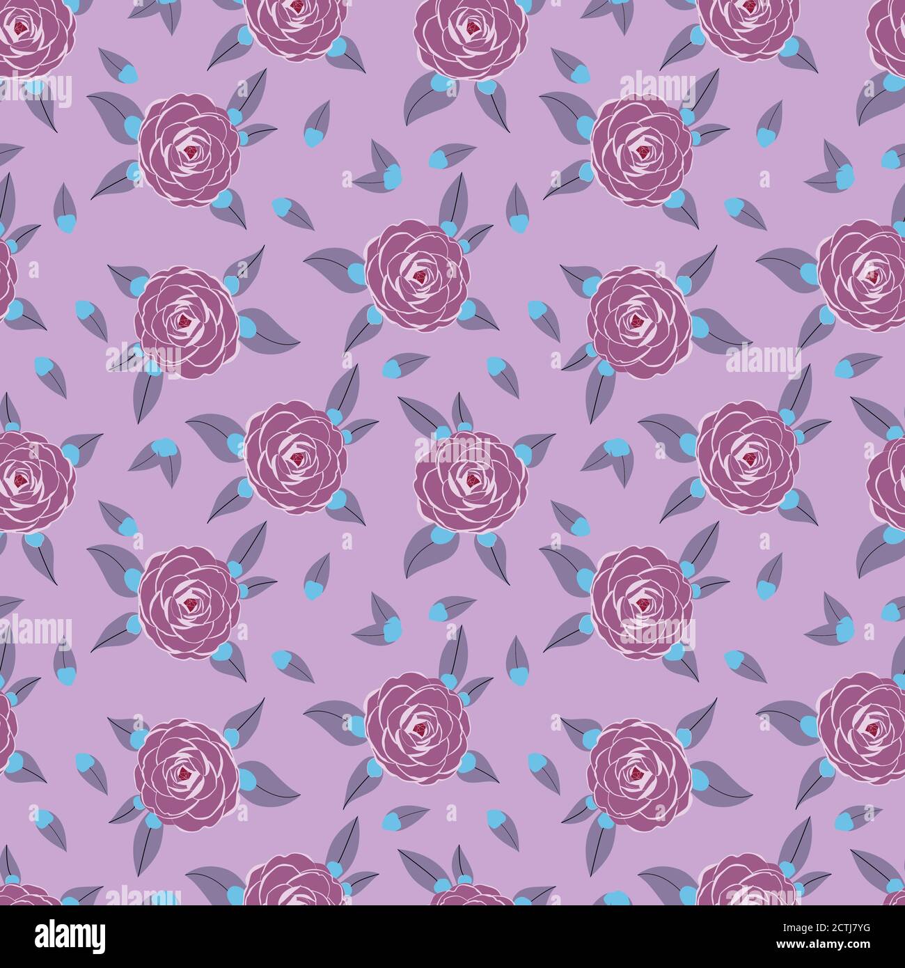 Seamless pattern roses leaves Stock Vector Images - Alamy