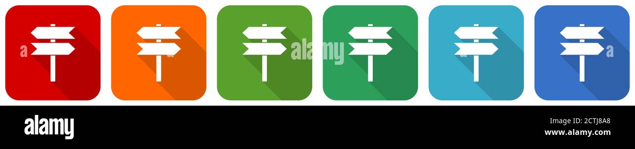 Signpost, information, post icon set, flat design vector illustration ...