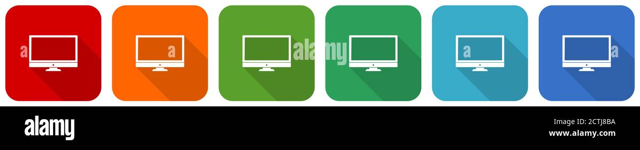 Screen, monitor, display, computer icon set, flat design vector ...