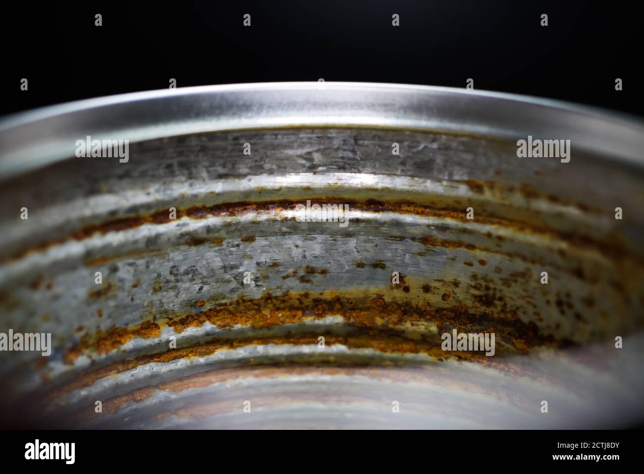 Makro closeup inside metal food can with rusty corroded surface Stock ...