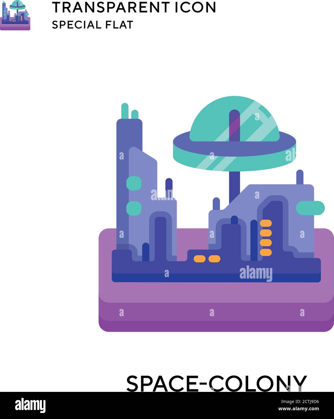 Space-colony vector icon. Flat style illustration. EPS 10 vector Stock Vector Image & Art - Alamy