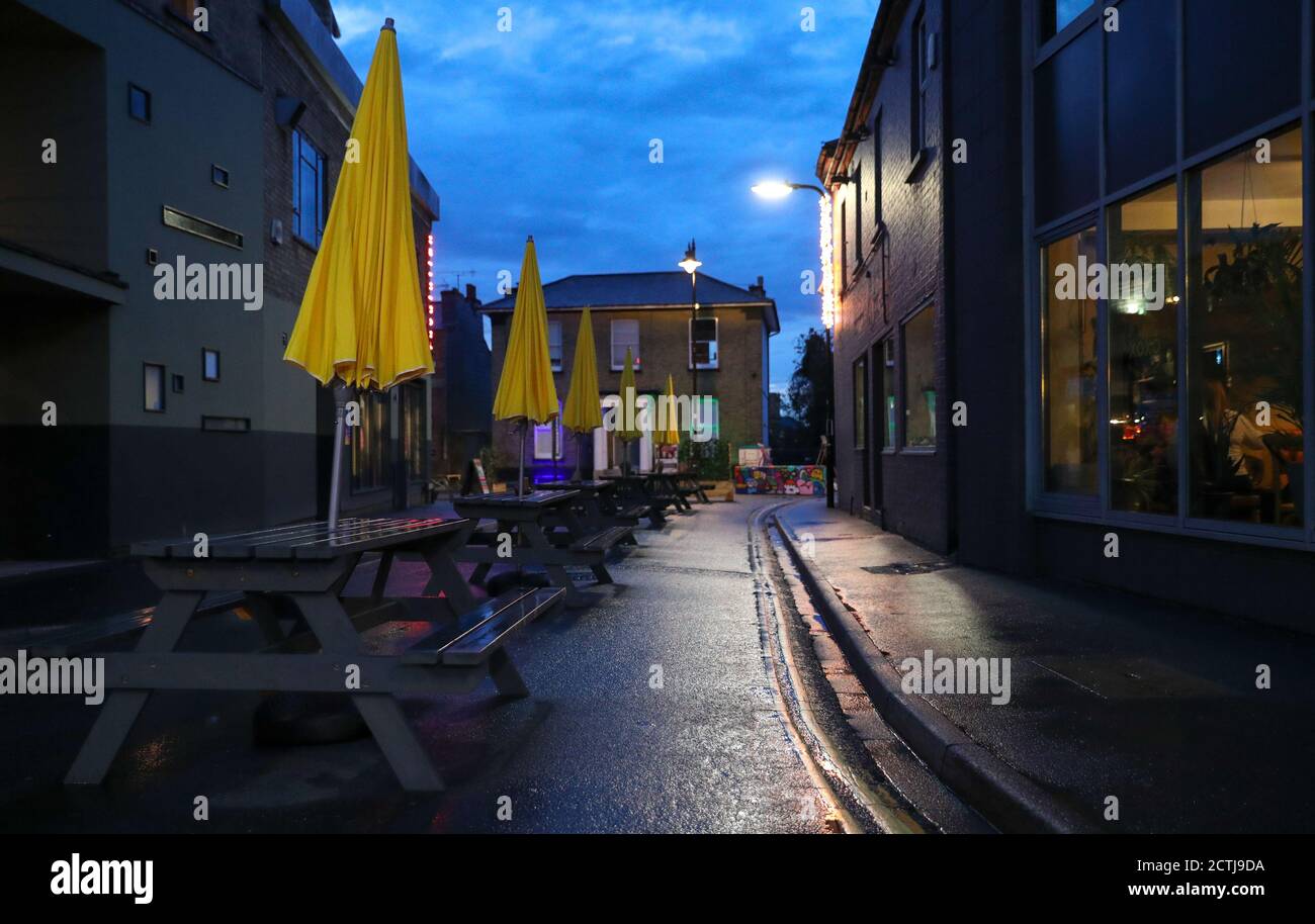 Pedestrianised street outside xoxo bar on carlton place hi-res stock ...